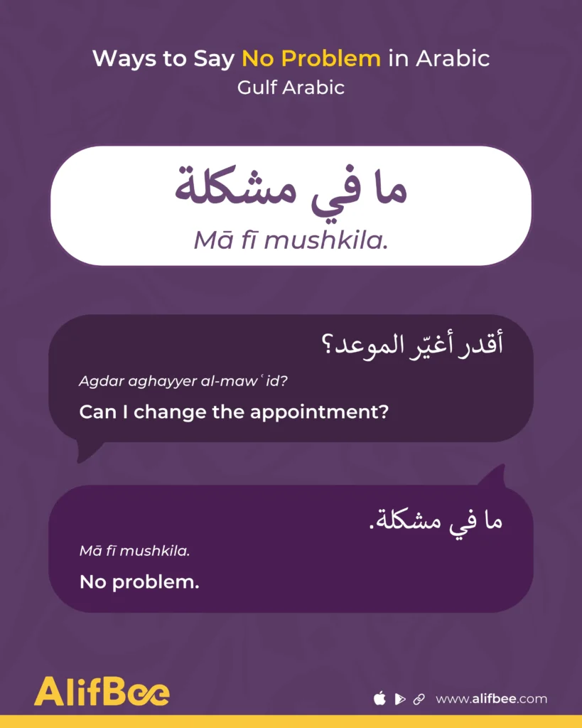 Learn 15 Ways to Say No Problem in Arabic (MSA & Dialects)