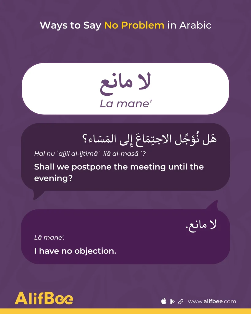 Learn 15 Ways to Say No Problem in Arabic (MSA & Dialects)